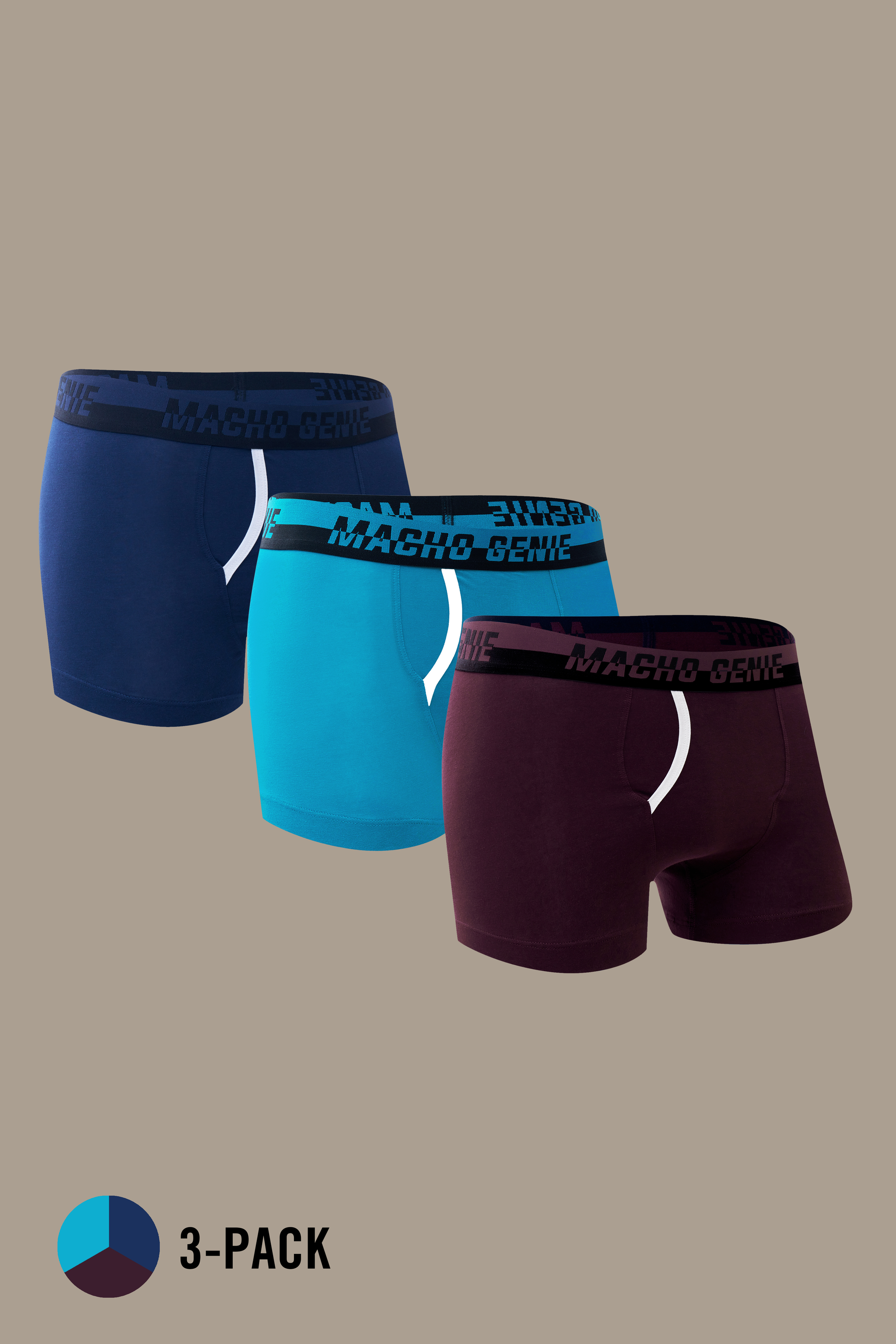 Men's Essentials -Macho Genie - Supima Cotton Trunks - 3-Pack - Navy ...